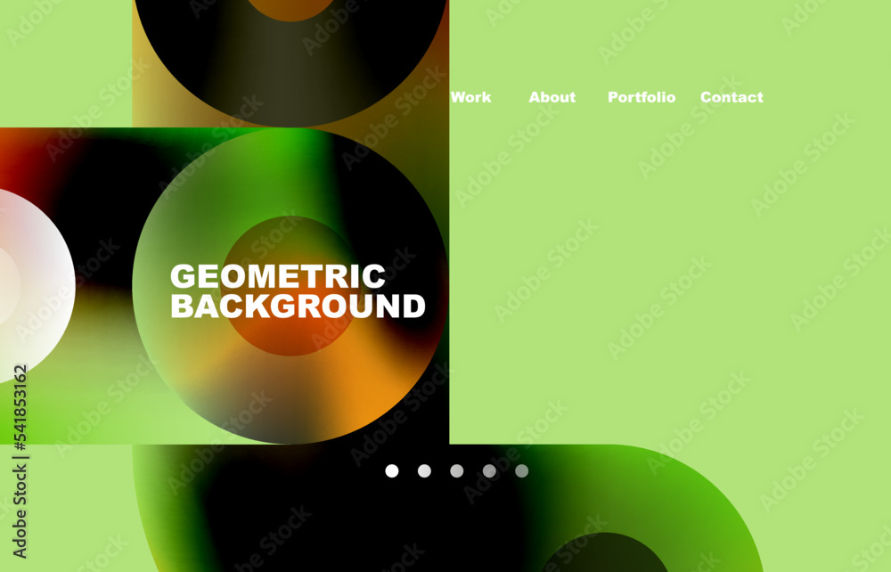 Website landing page abstract geometric background. Circles and round ...
