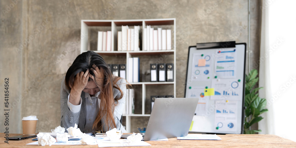 asian woman thinking hard concerned about online problem solution ...