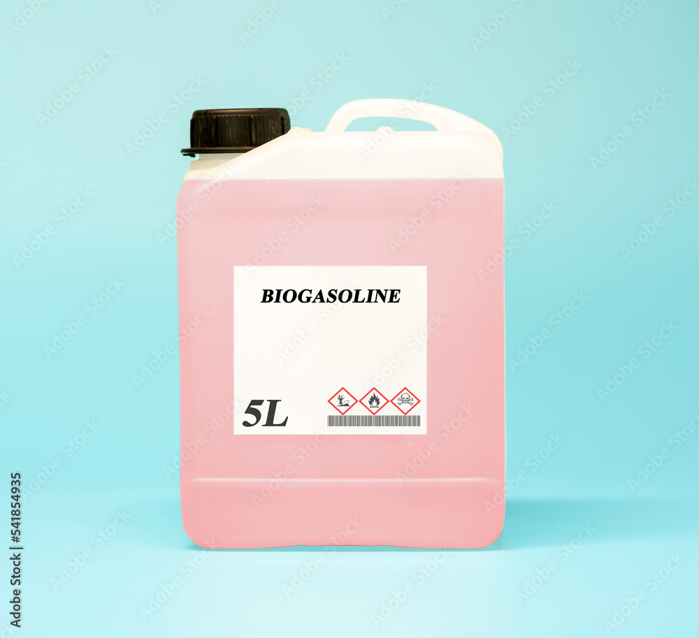 Biofuel in chemical lab in plastic canister Biogasoline Stock Photo ...