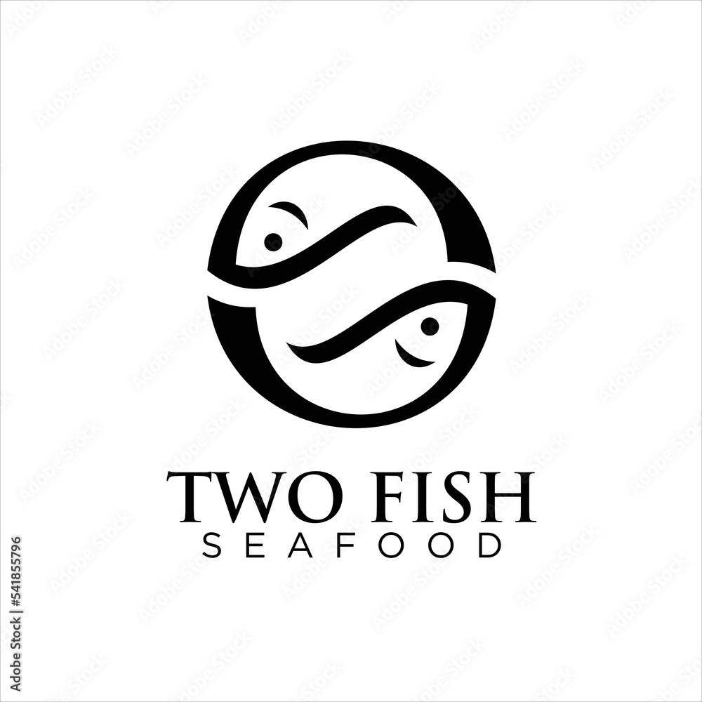 Two Fish Logo Design Template Stock Vector | Adobe Stock