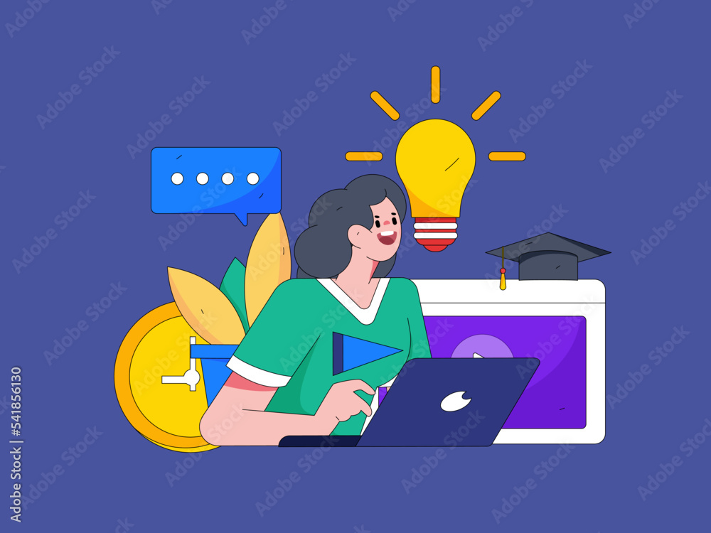 Reading learning remote online education through online classes flat vector concept operation ...