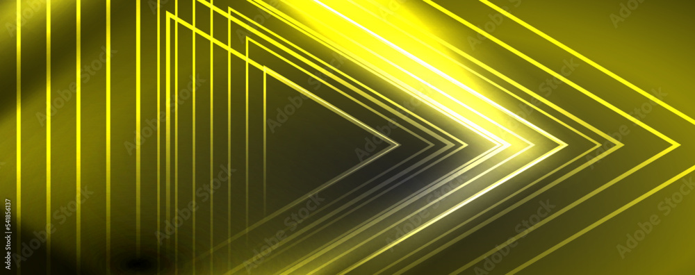 Neon glowing lines and angles, magic energy space light concept. Vector ...