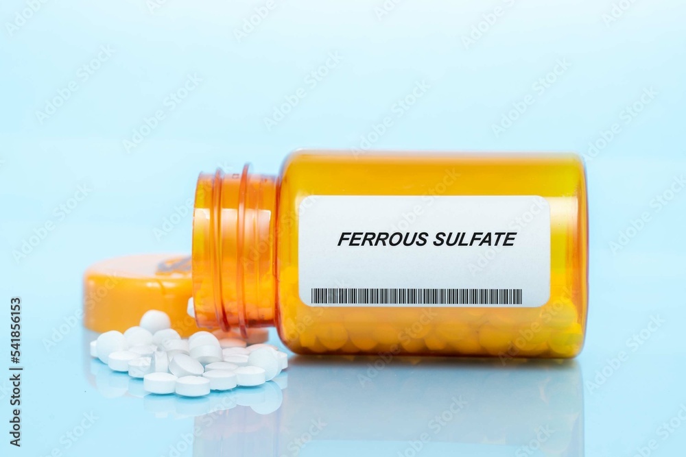 Ferrous Sulfate Drug In Prescription Medication Pills Bottle Stock ...