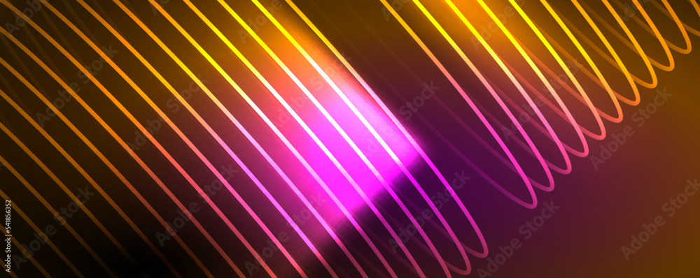 Shiny neon waves, dynamic electric motion, energy or speed concept ...