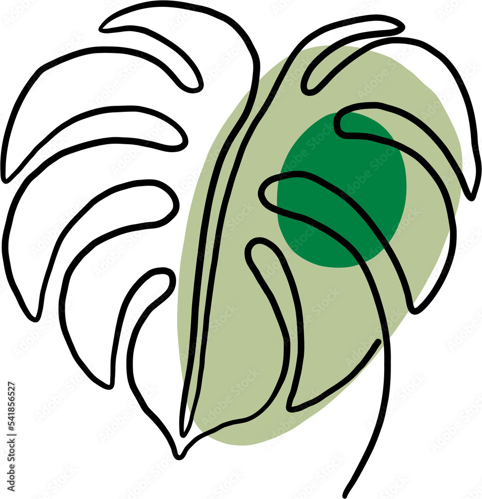 simplicity monstera leaf freehand continuous line drawing Stock ...
