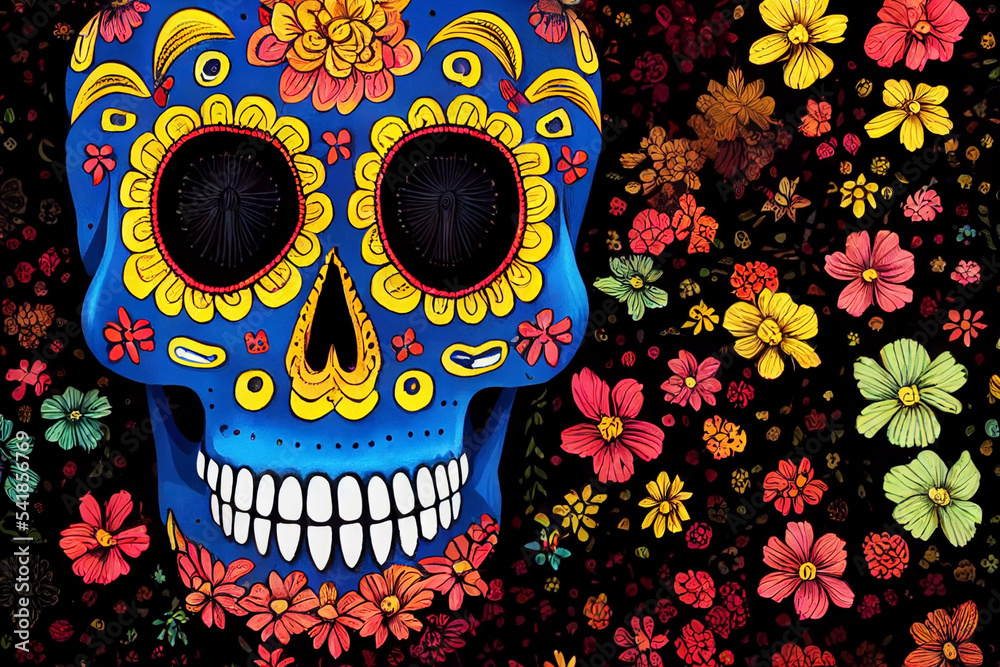 Colorful painted skull illustrations for Calaveras Illustration Stock ...