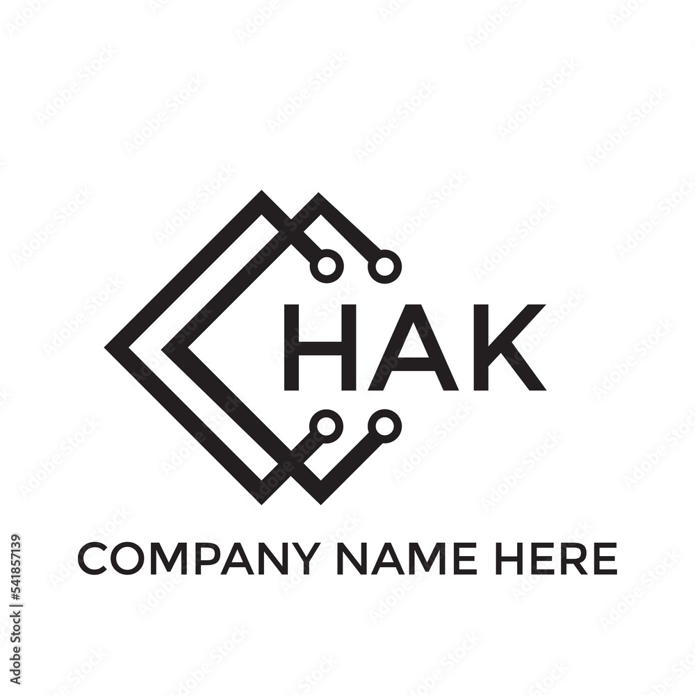 HAK letter logo design on white background. HAK creative initials ...