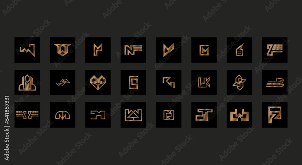 A collection of letter monogram logos in gold color Stock Vector ...