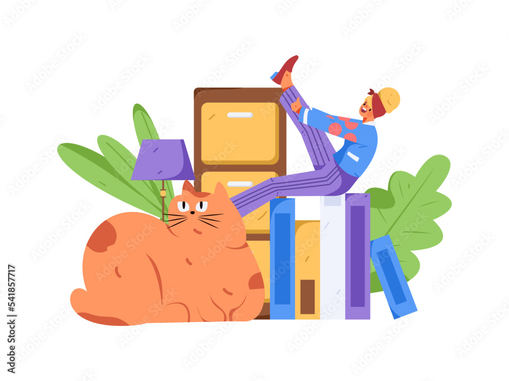 Living room home rest character scene flat vector concept operation ...