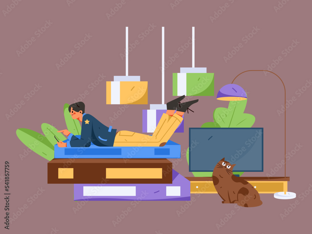 Living room home rest character scene flat vector concept operation ...