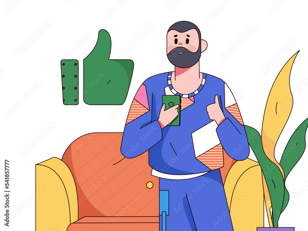 Living room home rest character scene flat vector concept operation ...