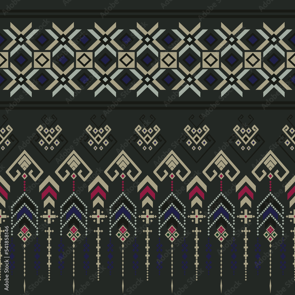 ikat art seamless pattern with ikat border for digital design prints ...