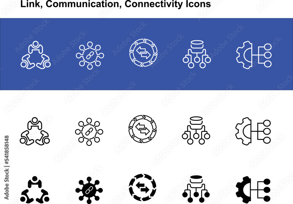 Link Communication connectivity Business icons with editable stroke ...