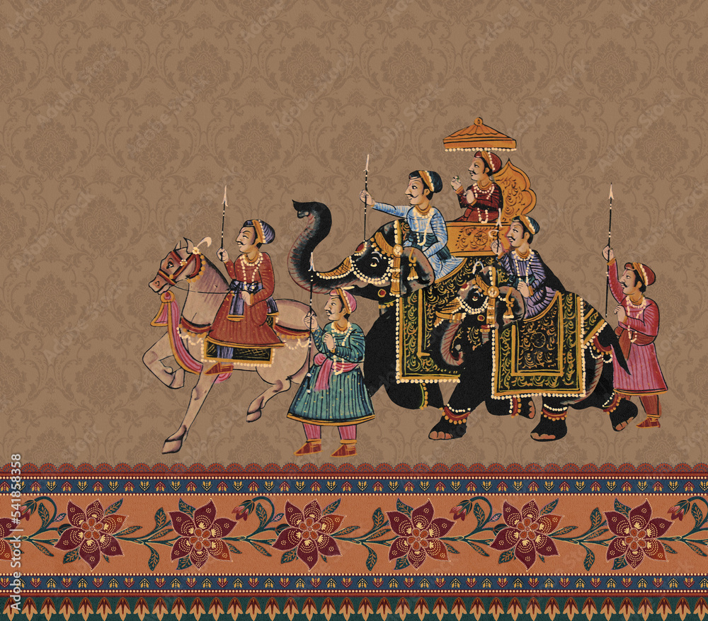 design of traditional Mughal surface pattern painted art motif ...