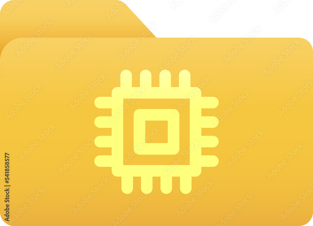 Folder with computer processor symbol, Folder icon. Stock Illustration ...