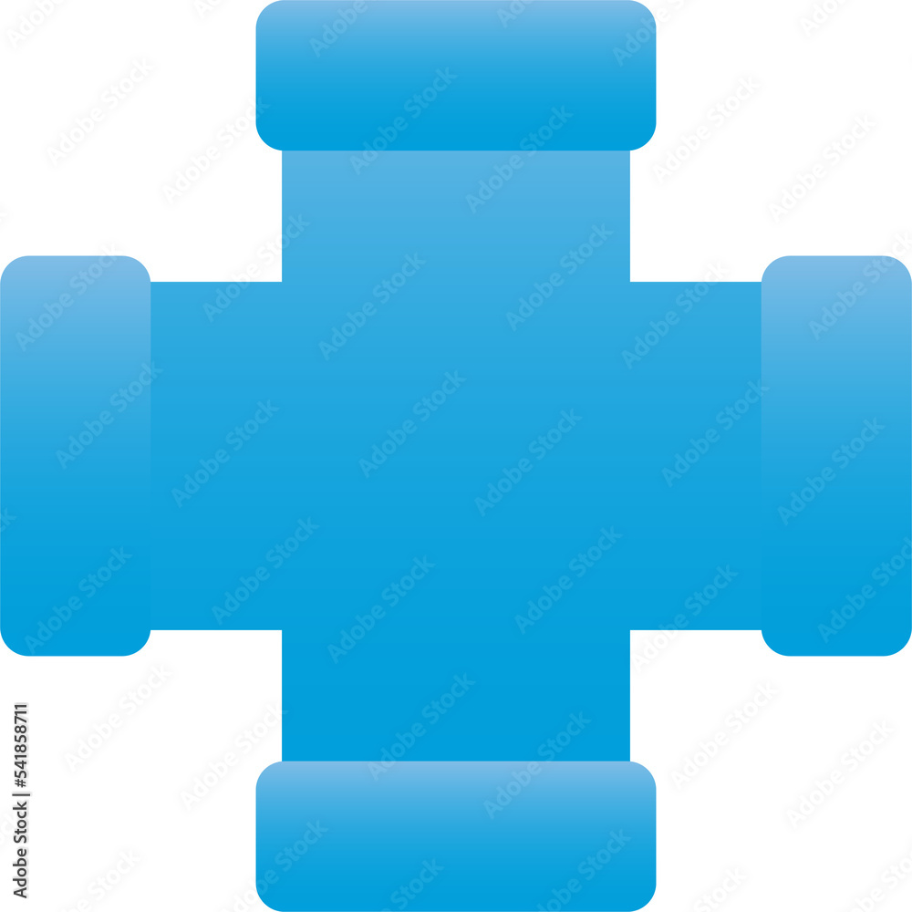 Four-way split PVC pipe connector. Stock-Illustration | Adobe Stock