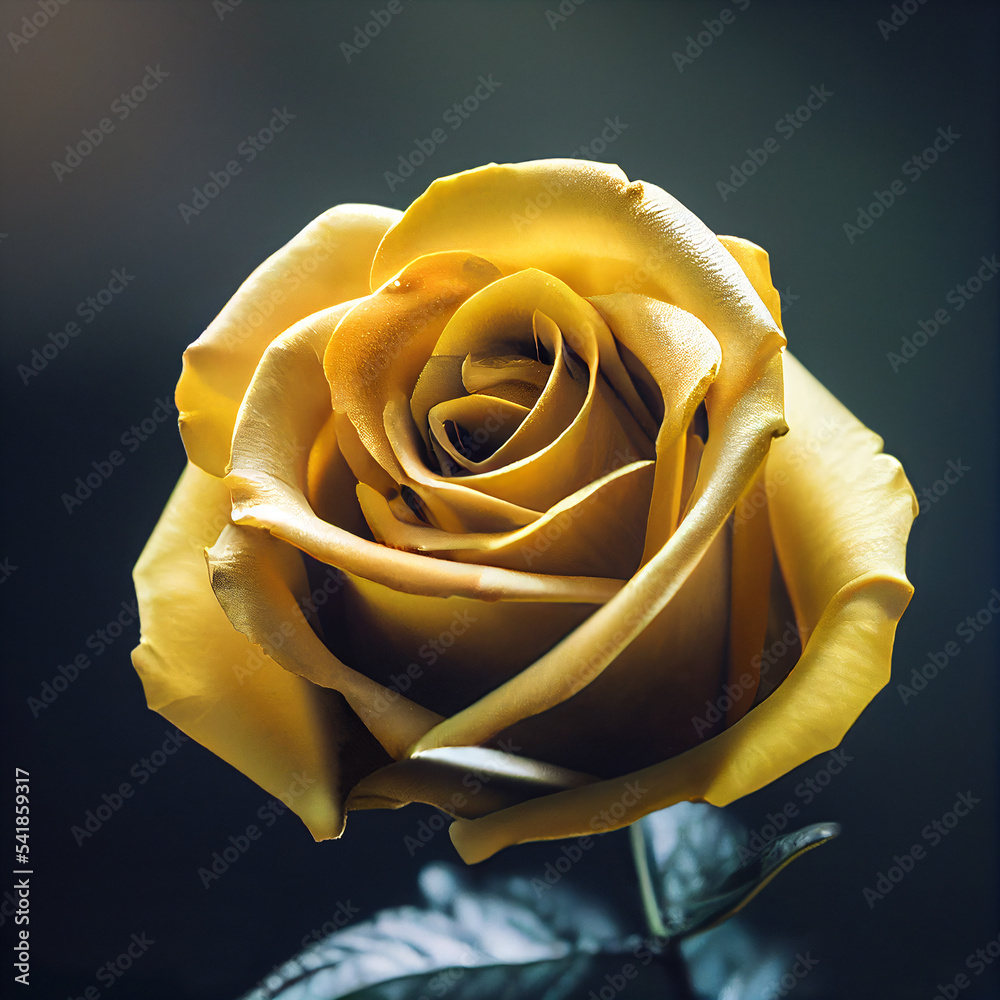 yellow rose on black background Stock Illustration | Adobe Stock