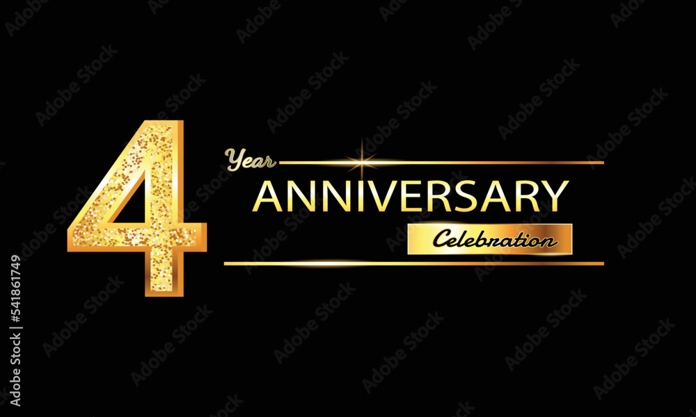 4 Year Anniversary celebration Vector Design. 4th Anniversary ...