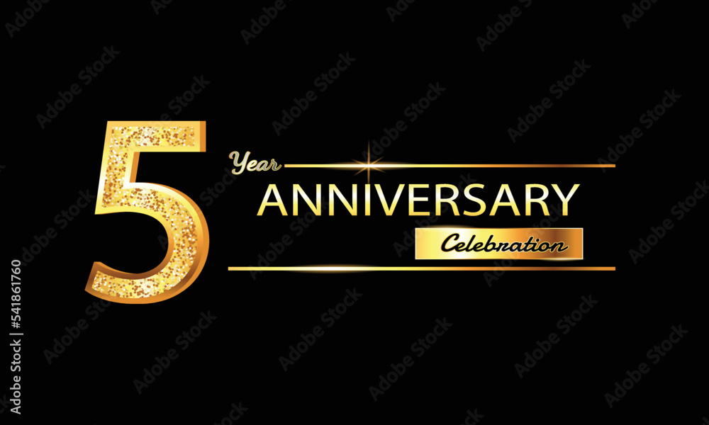 5 Year Anniversary celebration Vector Design. 5th Anniversary celebration. Gold Luxury Banner of ...