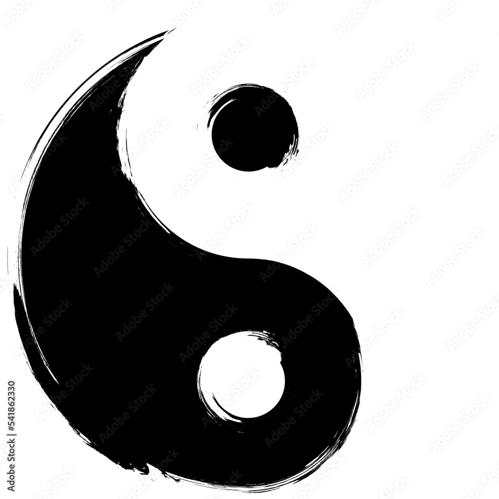 Yin and Yan sign and symbol chinese style brush stroke. Stock Vector ...