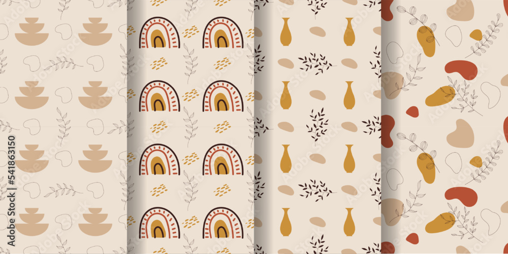 Aesthetic patterns. Boho patterns. Set of seamless pattern with ...