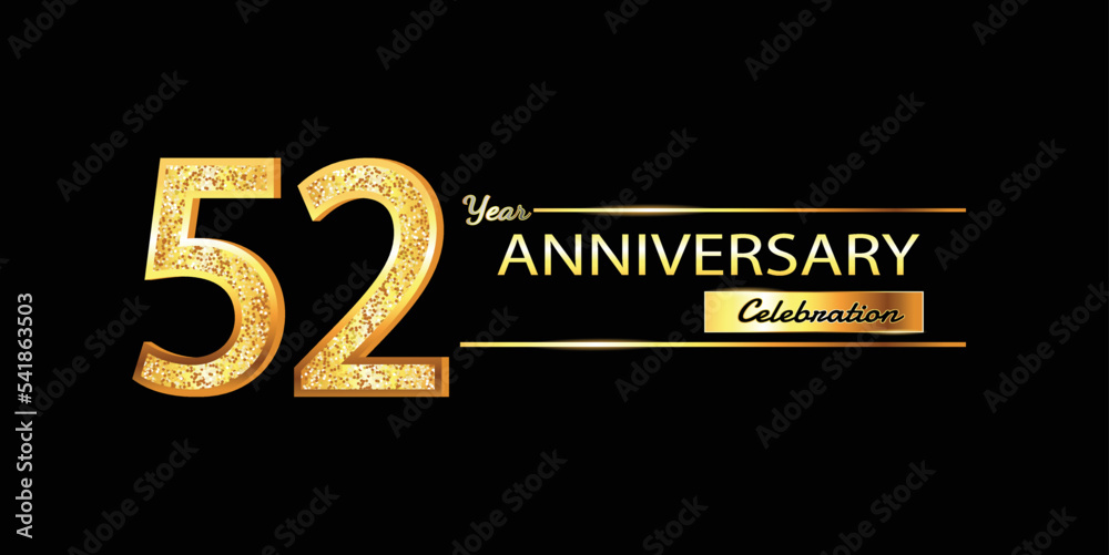 52 Year Anniversary celebration Vector Design. 52nd Anniversary ...