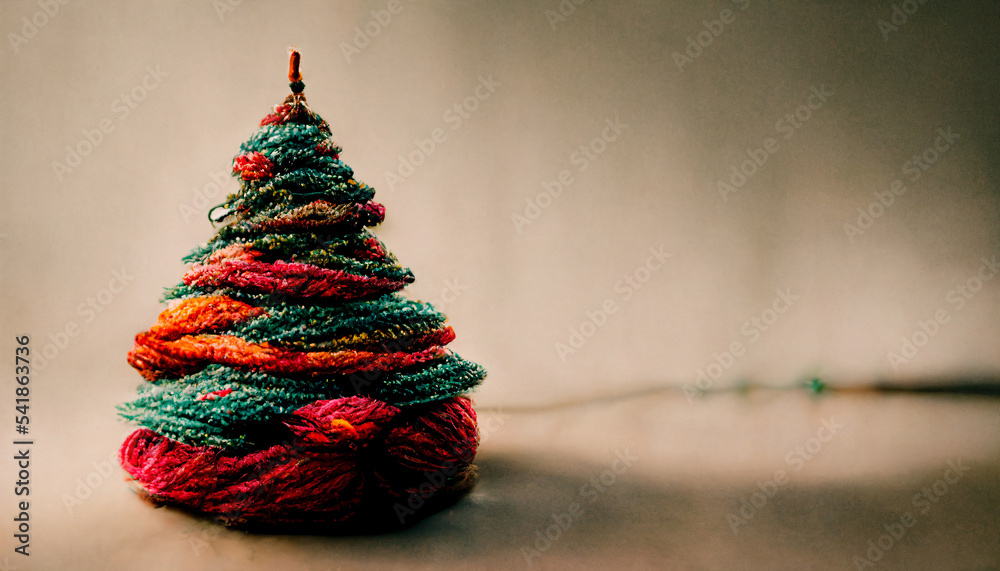 an isolated yarn christmas tree in a empty background Stock ...