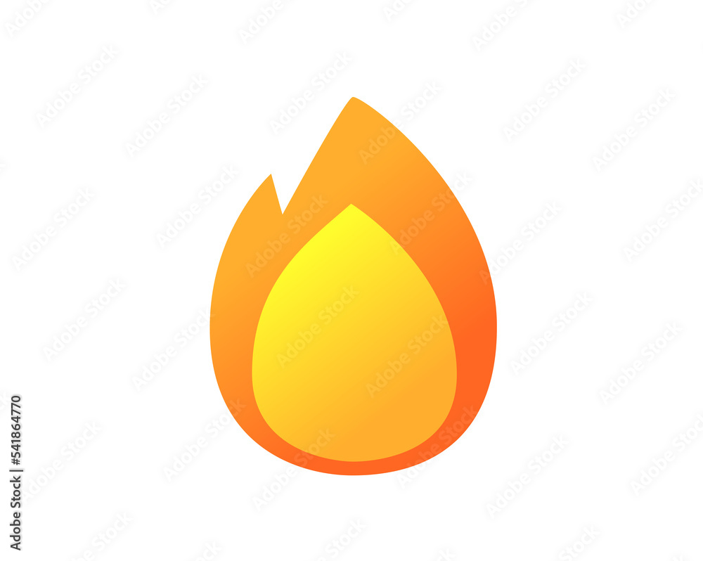 Vector cartoon styled depicted as gradient orange, yellow flickering ...