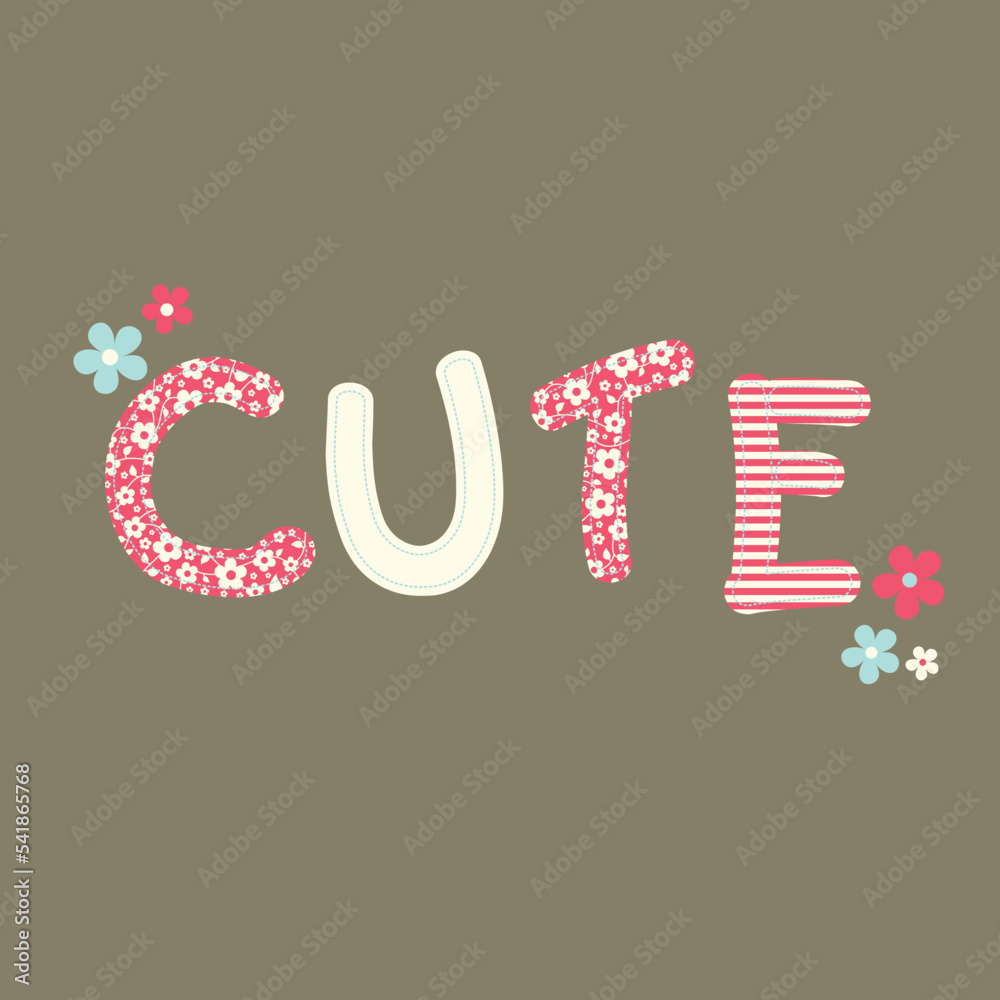 Cute typography with floral word vector graphic illustration for print ...