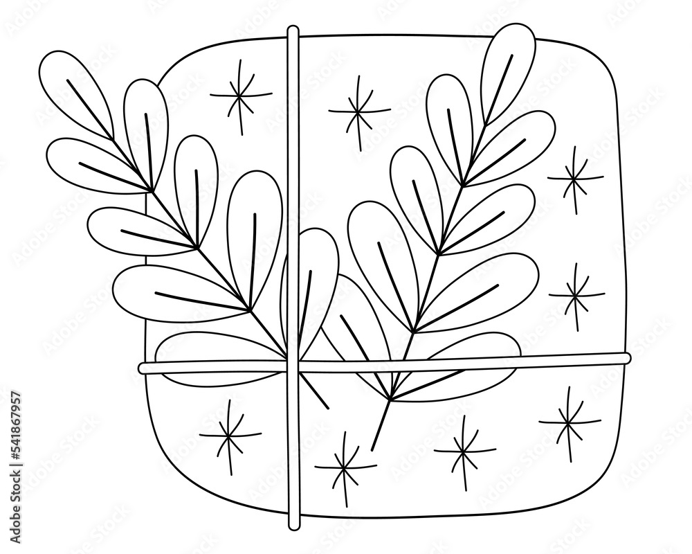 Coloring book, Box with a gift for christmas, new year, birthday. Black ...