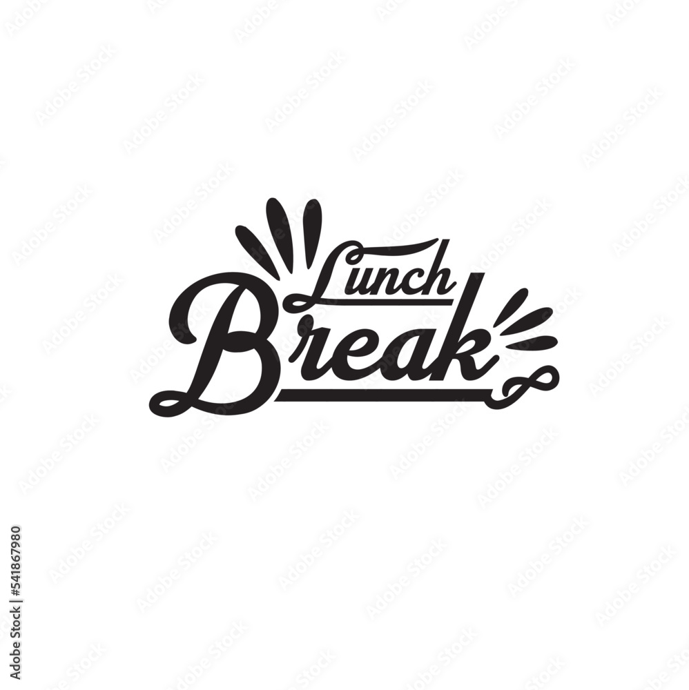 lunch break hand written cursive style text illustration Stock Vector ...