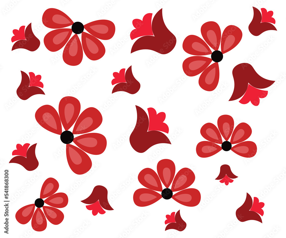 pattern with red flowers Stock Illustration | Adobe Stock