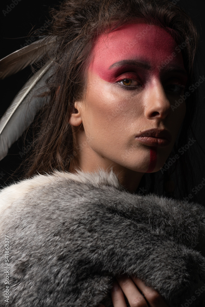 Ethnicity concept. Beautiful portrait of native American Indian woman ...