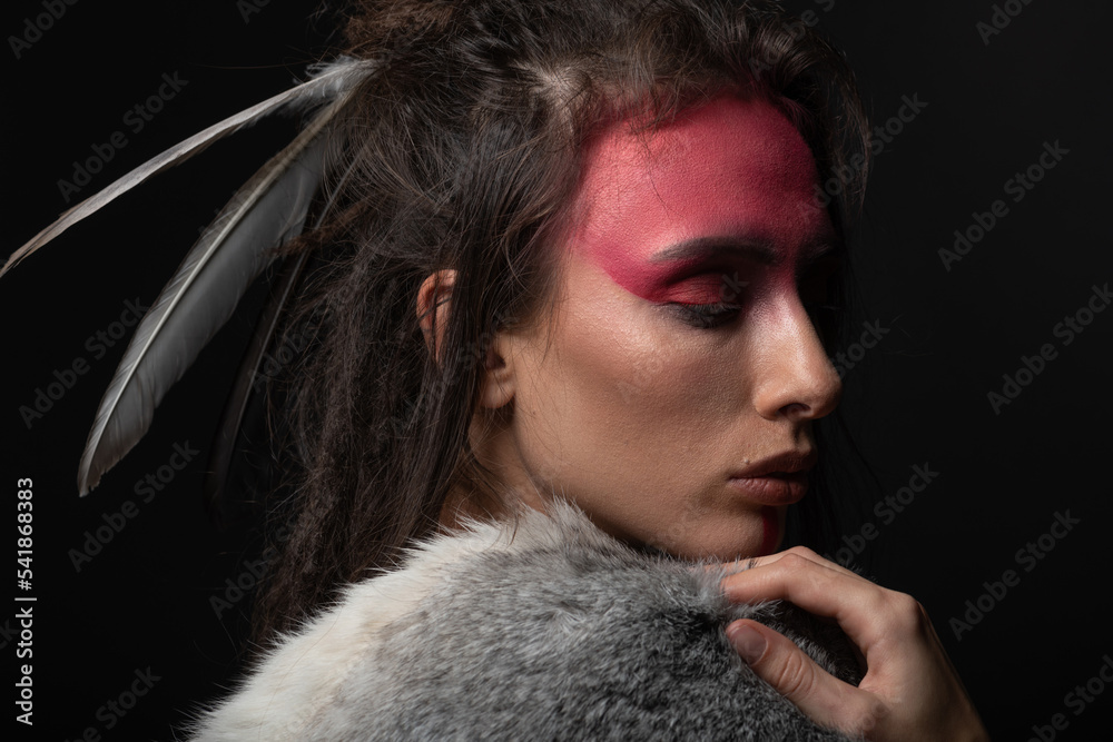 Ethnicity concept. Beautiful portrait of native American Indian woman ...