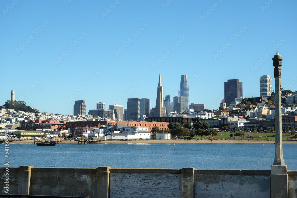 Panoramic scenic aerial view over San Francisco Bay Area with Golden ...