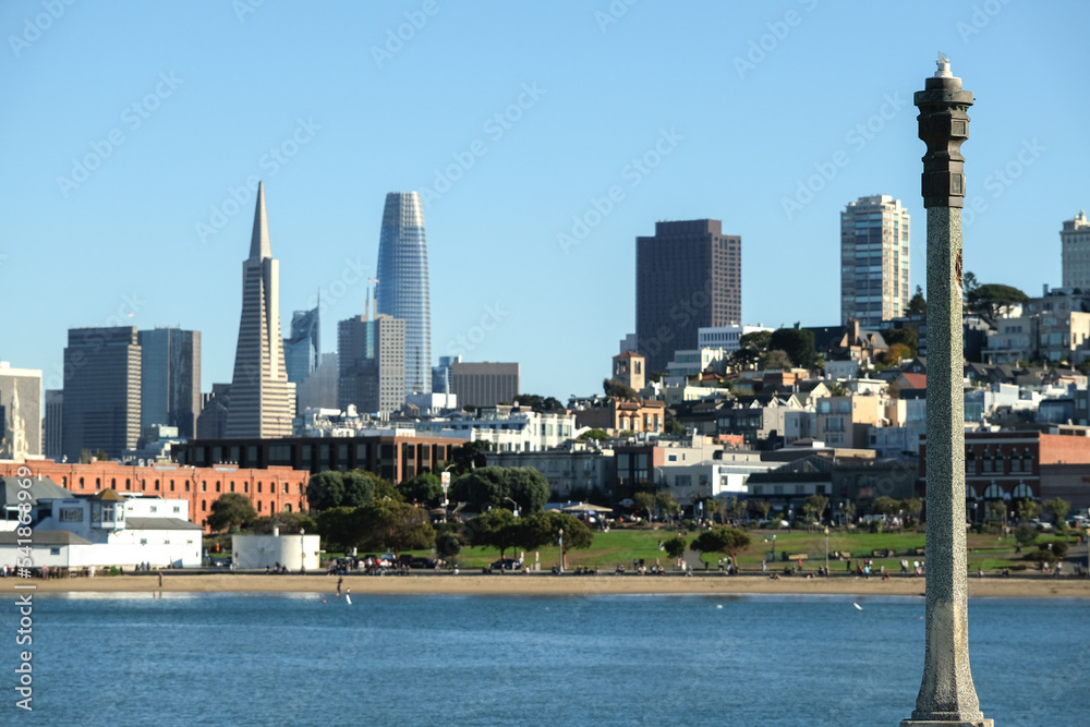Panoramic scenic aerial view over San Francisco Bay Area with Golden ...