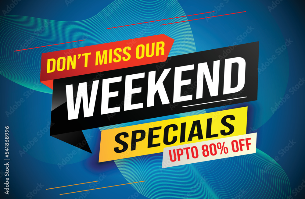 Weekend Special sale tag. Banner design template for marketing. Special ...