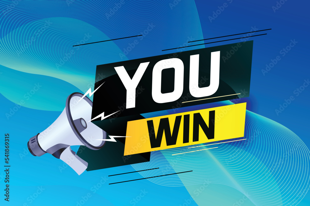 You win word concept vector illustration with megaphone and 3d style ...
