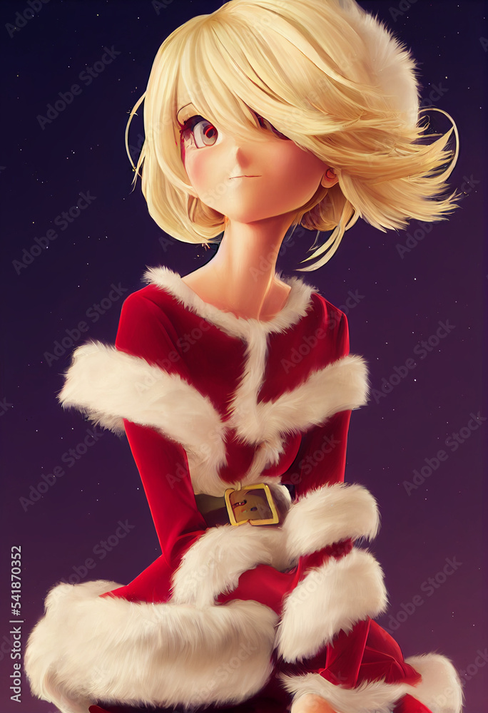 Mrs. Claus anime version. Blonde Young Mrs. Claus illustration anime ...