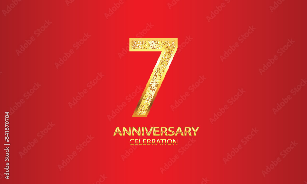 7 Year Anniversary celebration Vector Design with red background and ...