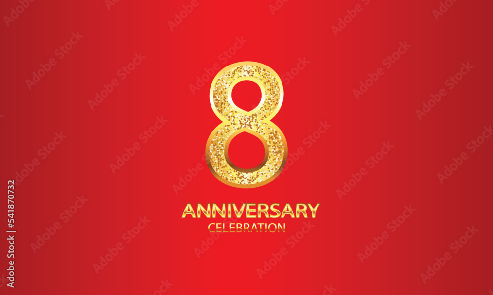 8 Year Anniversary celebration Vector Design with red background and ...