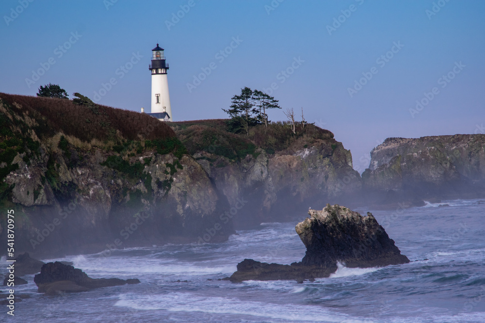 Sunrise at the Yaquina Head Lighthouse in Newport, Oregon. The ...