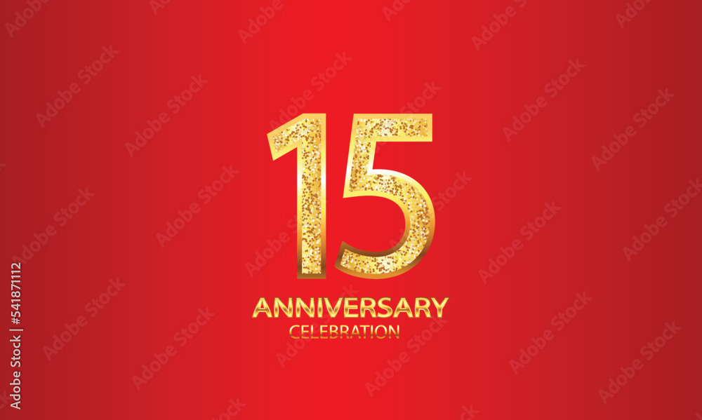 15 Year Anniversary celebration Vector Design with red background and ...