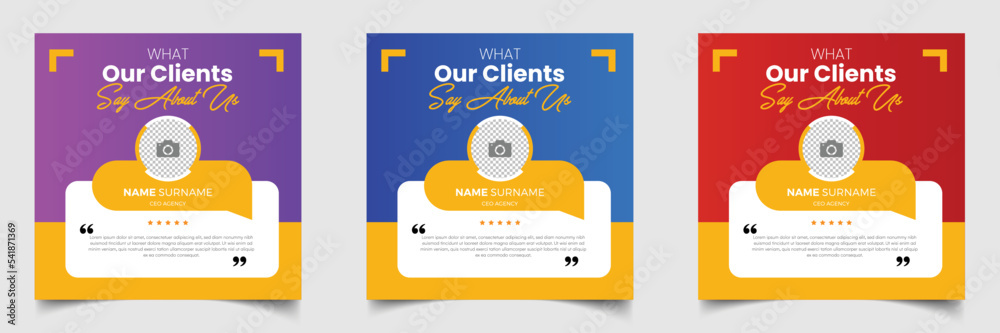 Customer feedback testimonial social media post web banner template ...