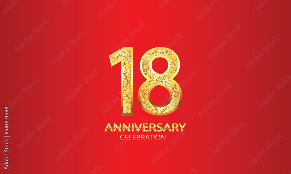 18 Year Anniversary celebration Vector Design with red background and ...