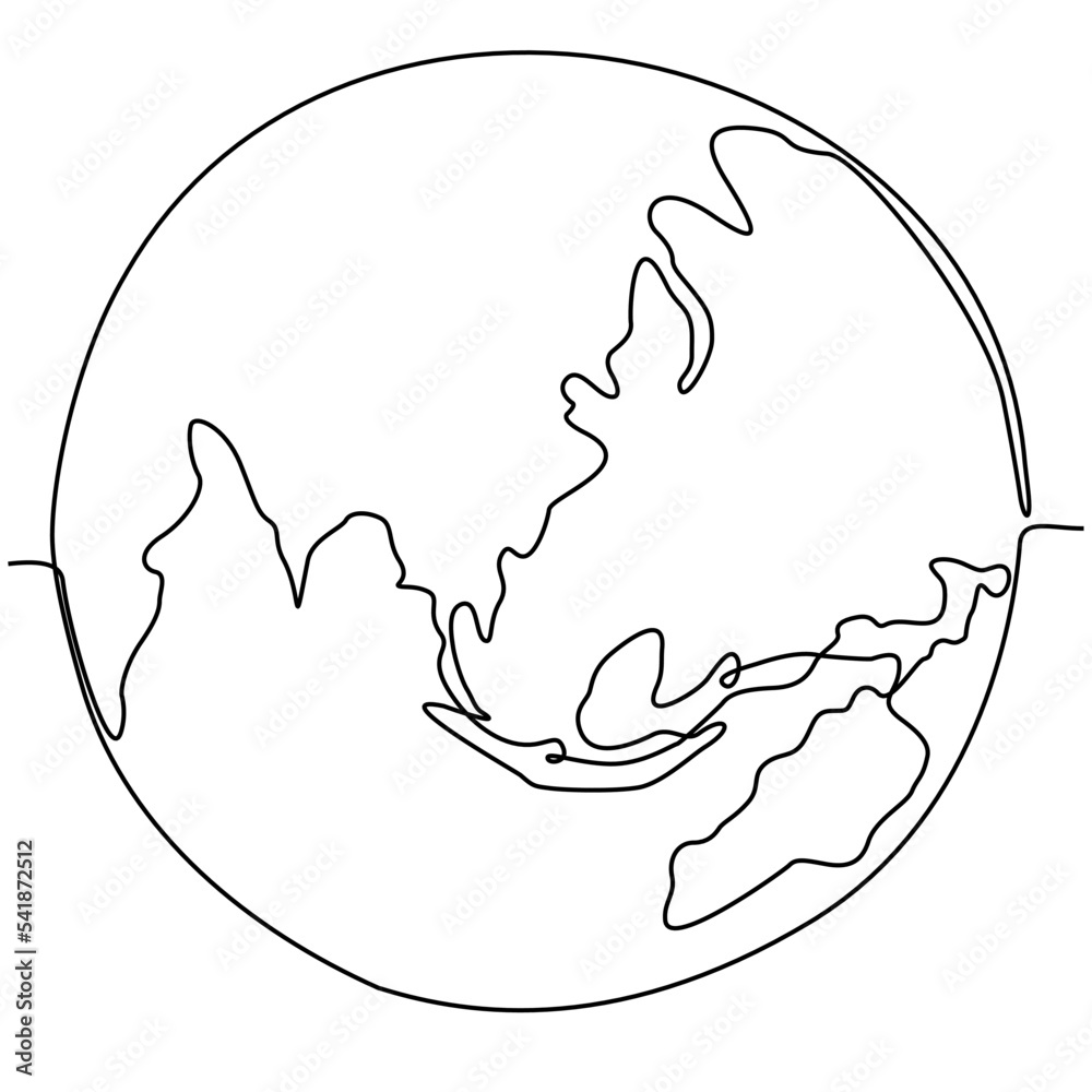 Earth school. Continuous line drawing. Vector illustration on a white ...