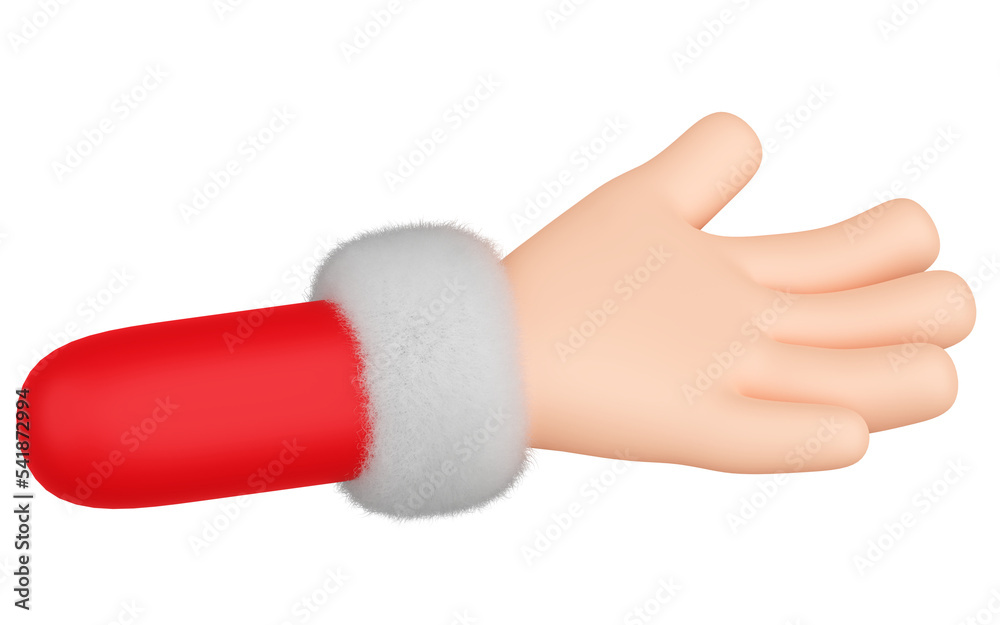 Santa Claus hand in red shirt with fur, 3d illustration Stock ...