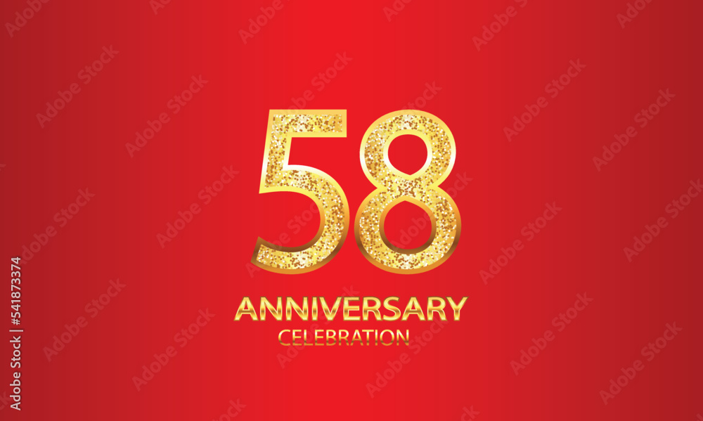 58 Year Anniversary celebration Vector Design with red background and ...