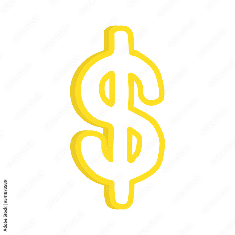Yellow dollar icon in cartoon style vector. Dollar currency vector icon ...