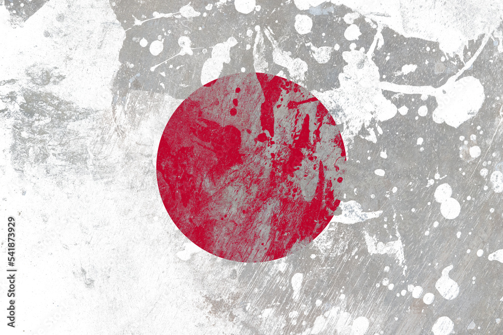 Japan flag on scratched old grunge texture background Stock ...